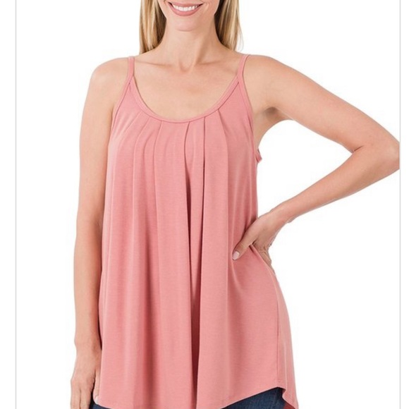 Zenana Outfitters | Tops | Pleated Spaghetti Cami With Adjustable ...